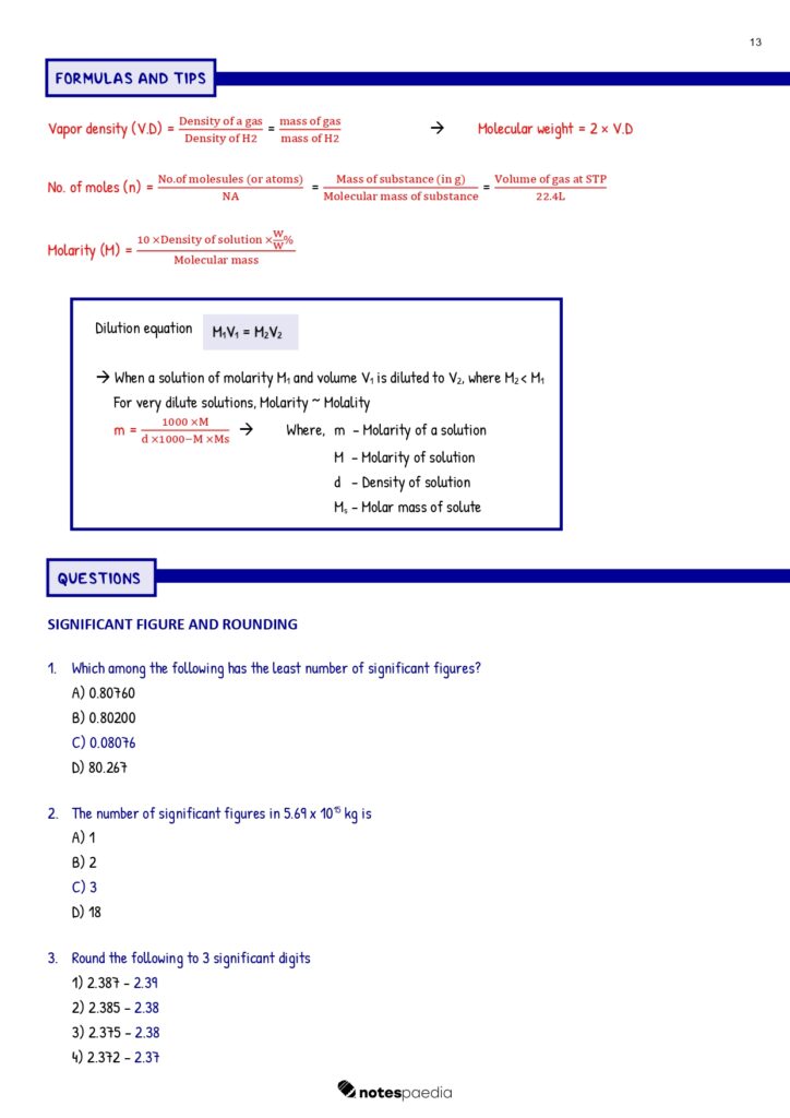 Chemistry Class Xi Neet Ug Notes
